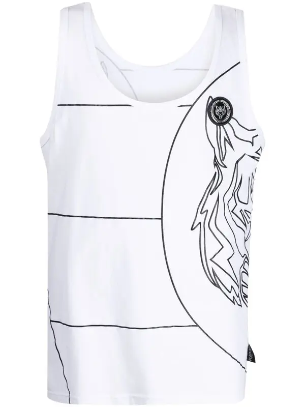 PLEIN SPORT Graphic-print Scoop-neck Tank Top - White