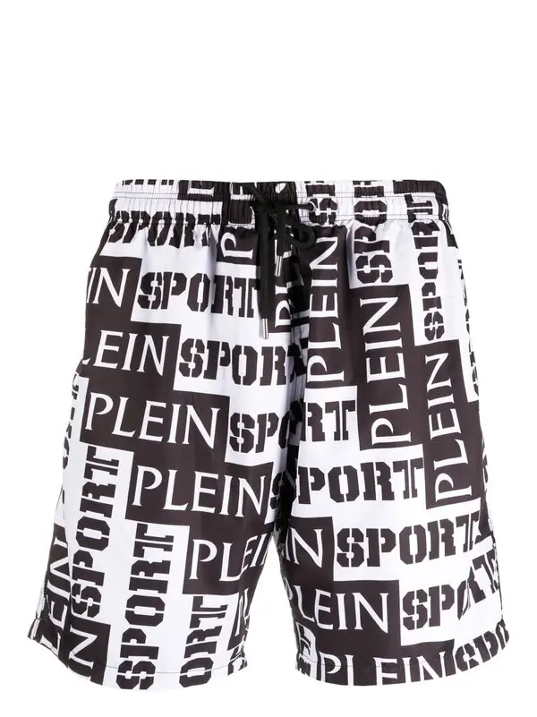 PLEIN SPORT Logo-print Swim Shorts - White