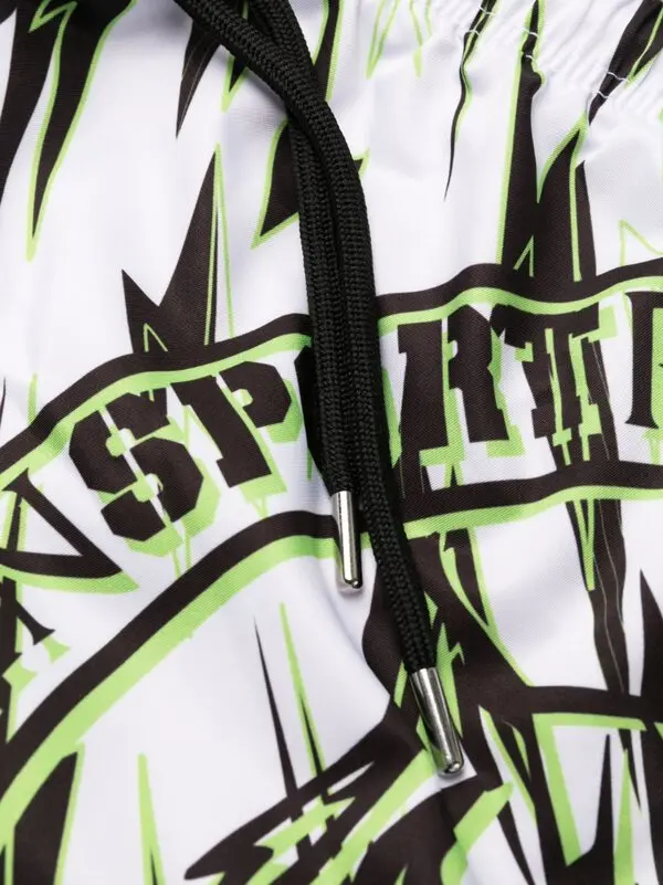 PLEIN SPORT Lightning-print Swim Shorts - White