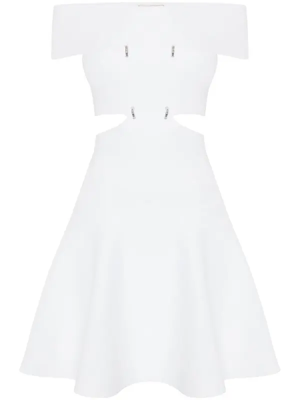 Alexander McQueen Off-shoulder Mini Dress - White