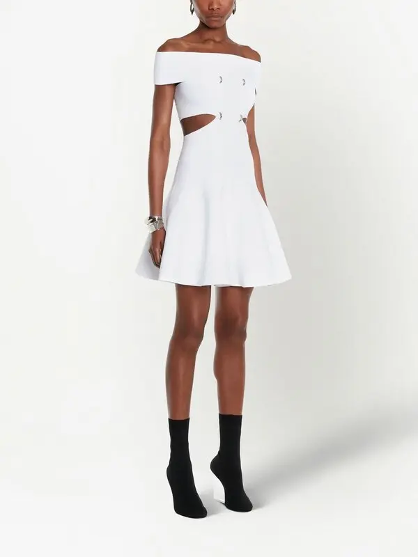 Alexander McQueen Off-shoulder Mini Dress - White