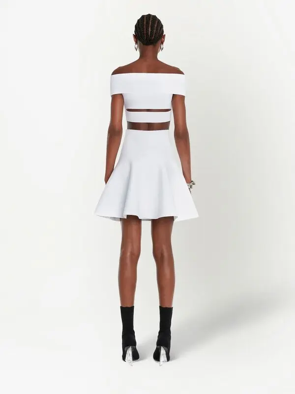 Alexander McQueen Off-shoulder Mini Dress - White
