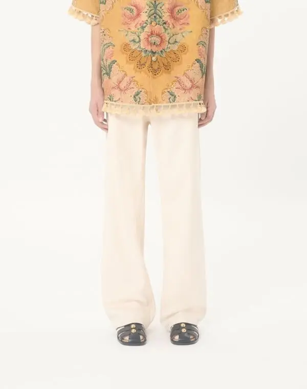 Valentino Garavani Regular Fit Denim Pants - Ivory