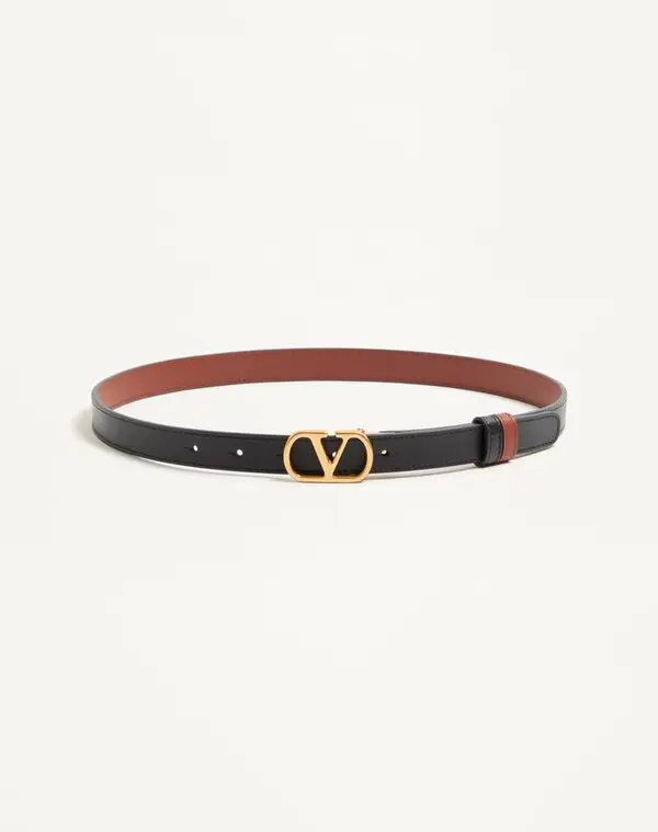 Valentino Garavani Vlogo Signature Reversible Belt - Black/deep Caramel