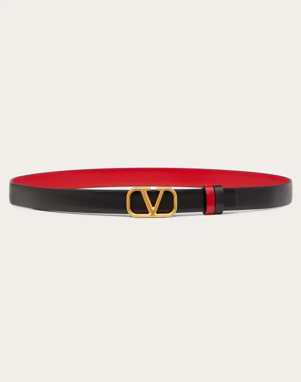 Valentino Garavani Vlogo Signature Reversible Belt - Black/pure Red