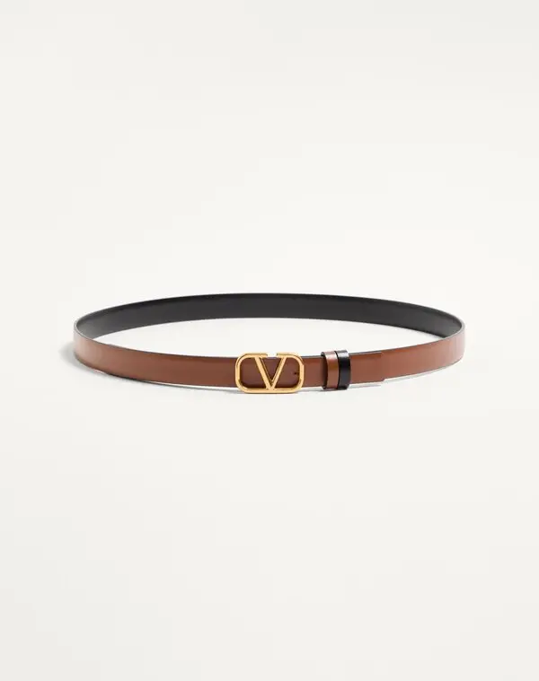 Valentino Garavani Vlogo Signature Reversible Belt - Saddle Brown/black