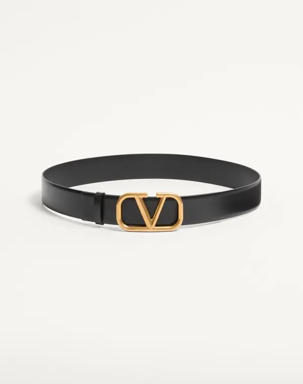 Valentino Garavani Vlogo Signature Calfskin Belt 40 Mm - Black