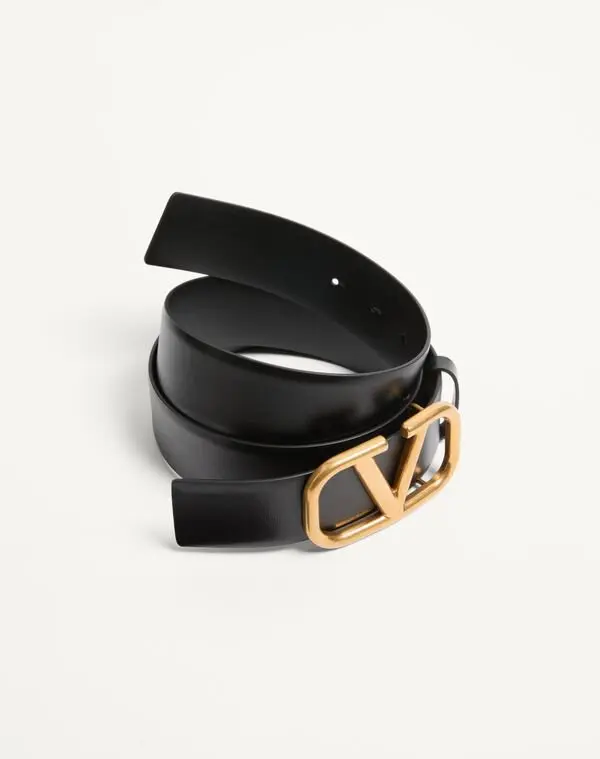 Valentino Garavani Vlogo Signature Calfskin Belt - Black