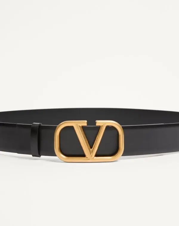 Valentino Garavani Vlogo Signature Calfskin Belt - Black