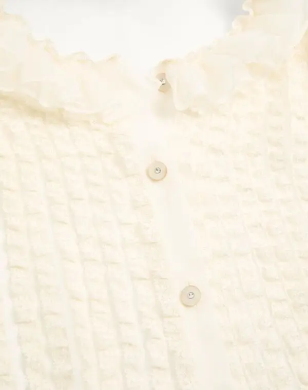 Valentino Garavani Short-sleeved Chiffon Blouse With Micro Ruffle Detail
