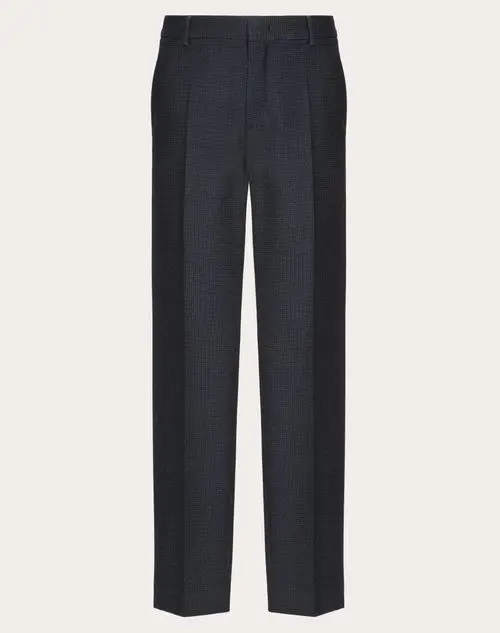 Valentino Garavani Straight Fit Wool Trousers - Navy/black
