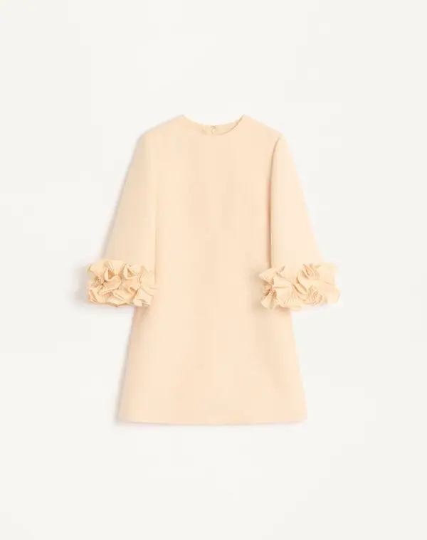 Valentino Garavani Crepe Couture Short Dress With Pleated Ruffles - Birch
