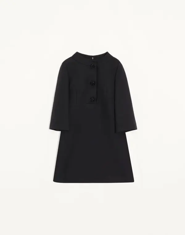 Valentino Garavani Crepe Couture Short Dress With Pleated Ruffles - Black