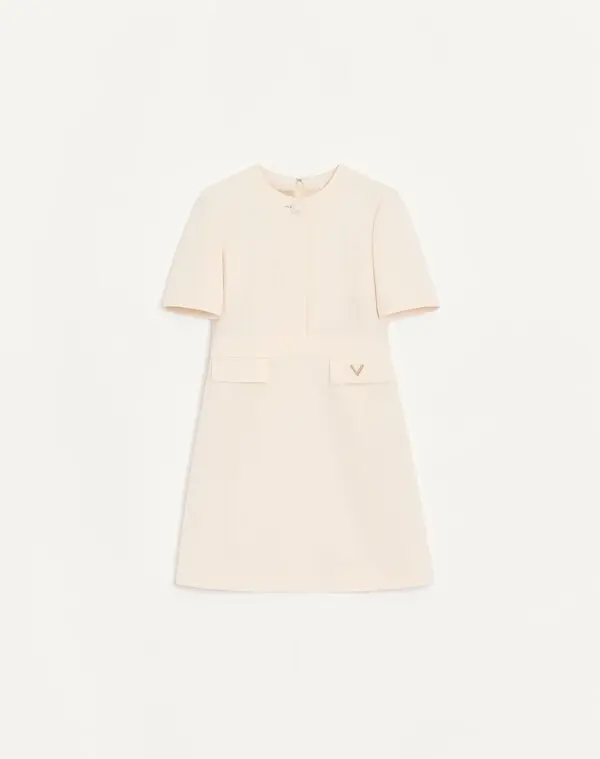 Valentino Garavani Crepe Couture Short Dress With Pleated Ruffles - Vanilla