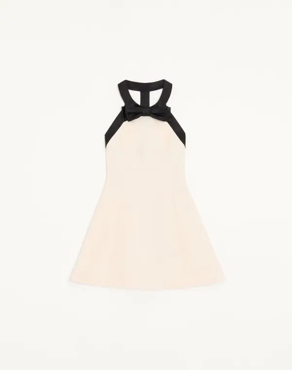 Valentino Garavani Crepe Couture Short Dress With Pleated Ruffles - Vanilla/black