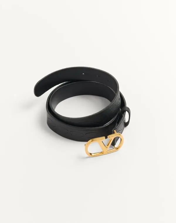Valentino Garavani Vlogo Signature Calfskin Leather Belt - Black