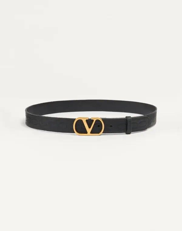 Valentino Garavani Vlogo Signature Calfskin Leather Belt - Black