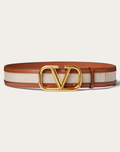 Valentino Garavani Vlogo Signature Canvas Belt 40mm - Beige 