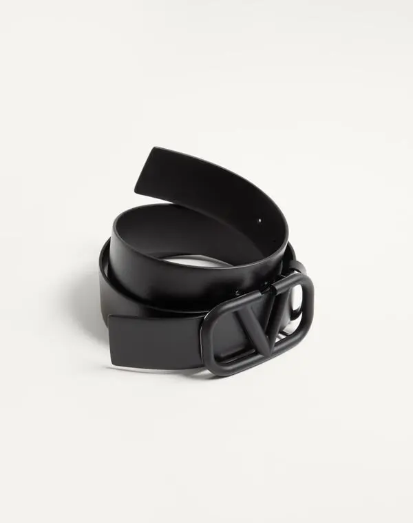 Valentino Garavani Vlogo Signature Calfskin Belt - Black
