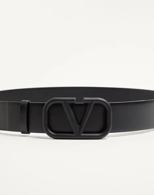 Valentino Garavani Vlogo Signature Calfskin Belt - Black
