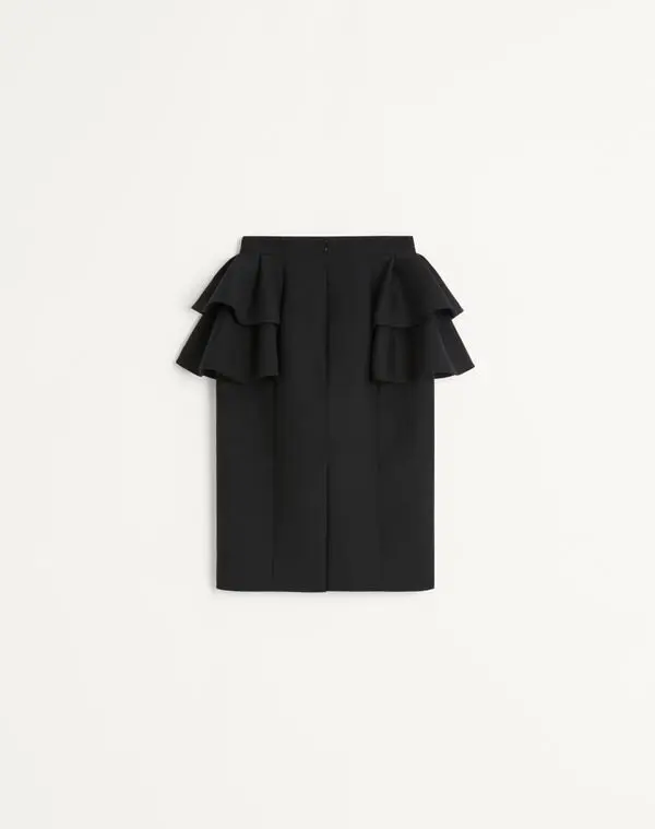 Valentino Garavani Crepe Couture Midi Skirt With Satin Flounce And Velvet Bow Belt
