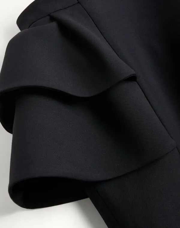 Valentino Garavani Crepe Couture Midi Skirt With Satin Flounce And Velvet Bow Belt