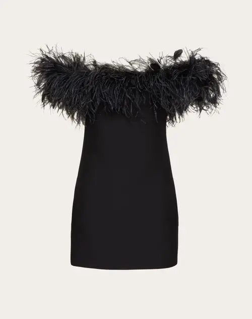 Valentino Garavani Crepe Couture Dress With Feather Embroidery