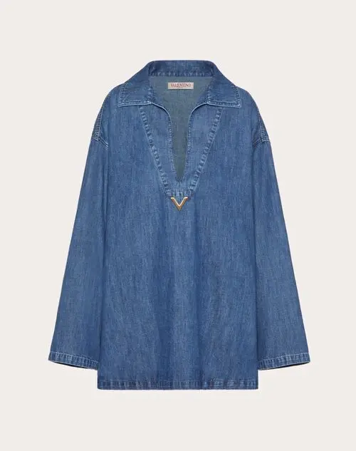 Valentino Garavani Denim Chambray Kaftan Dress
