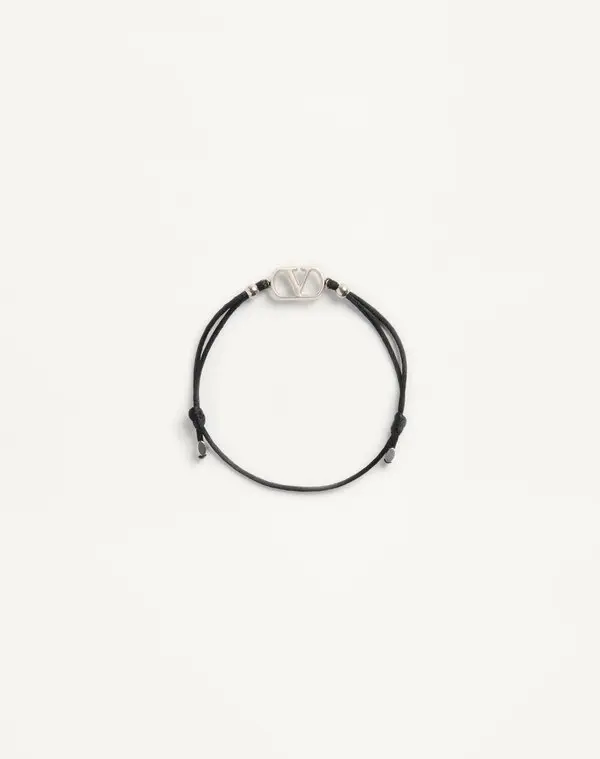 Valentino Garavani Vlogo Signature Cotton Bracelet - Black