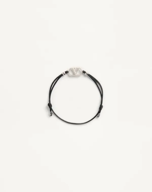 Valentino Garavani Vlogo Signature Cotton Bracelet - Black