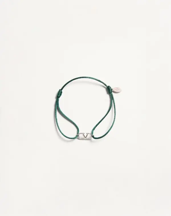 Valentino Garavani Vlogo Signature Cotton Bracelet - English Green