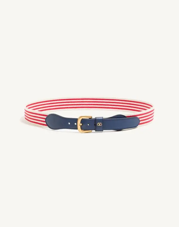 Valentino Garavani Vlogo Signature Calfskin Belt - White/blue