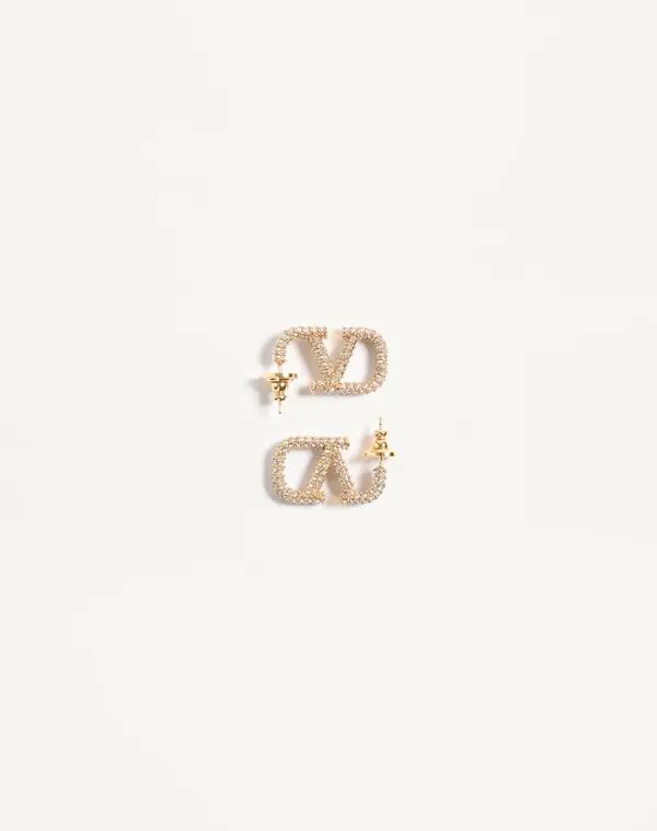Valentino Garavani Vlogo Signature Metal Earring - Gold/crystal