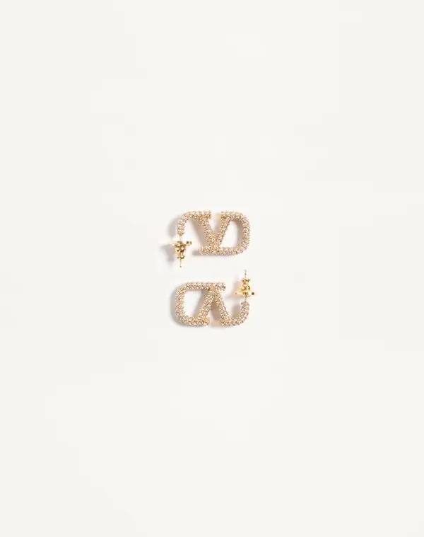 Valentino Garavani Vlogo Signature Metal Earring - Gold/crystal