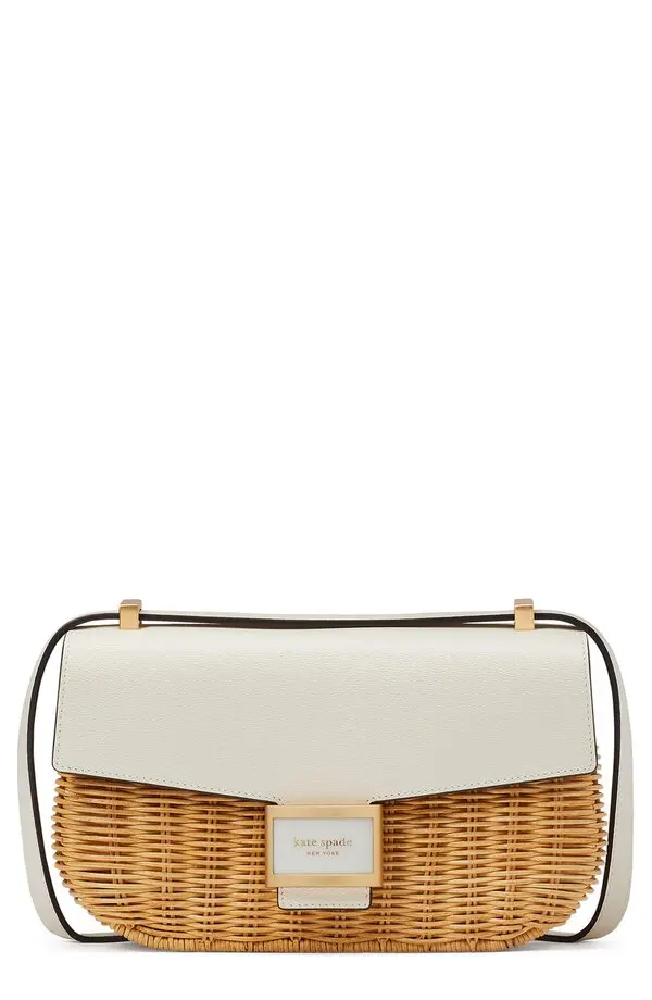 Kate Spade New York Medium Katy Wicker Shoulder Bag In Halo White