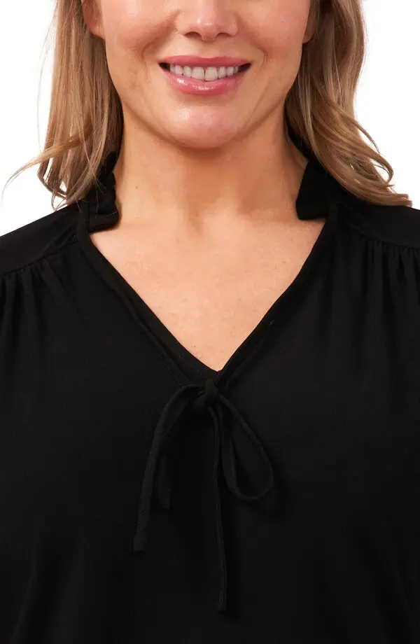 CECE DUPRAZ Ruffle Tie Neck Top