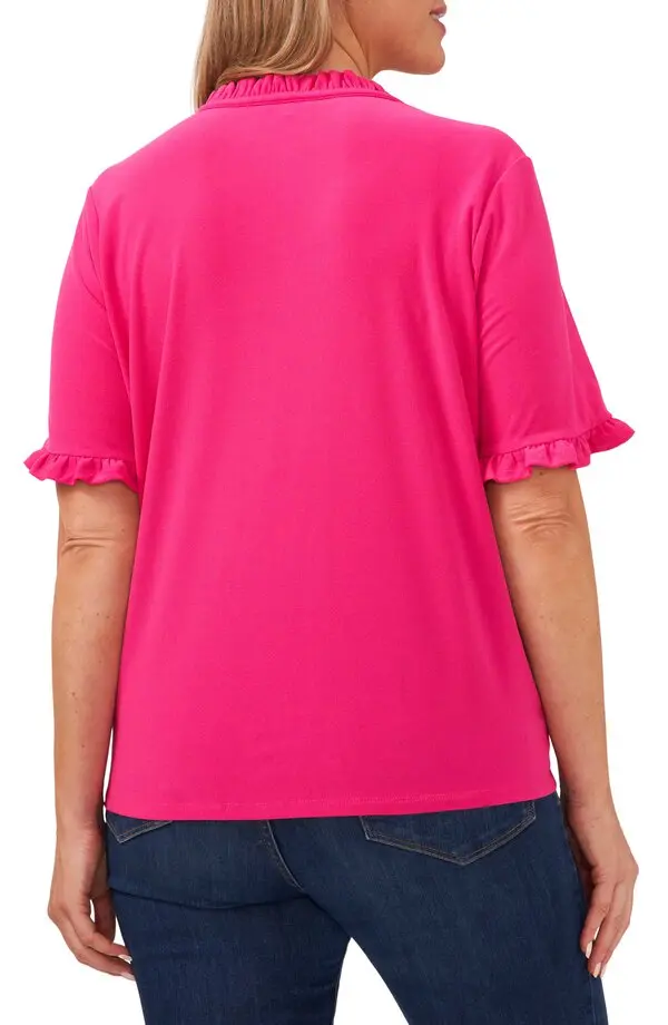 CECE DUPRAZ Ruffle Tie Neck Top - Rose Pink