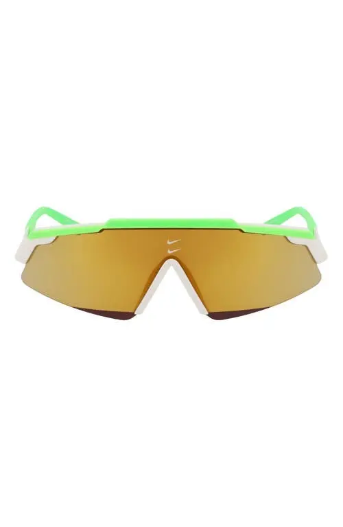 Nike Marquee M 66mm Oversize Shield Sunglasses - Green Strike/bronze Mirror