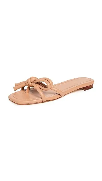 LOEFFLER RANDALL Hadley Leather Bow Flat Sandals - Dune