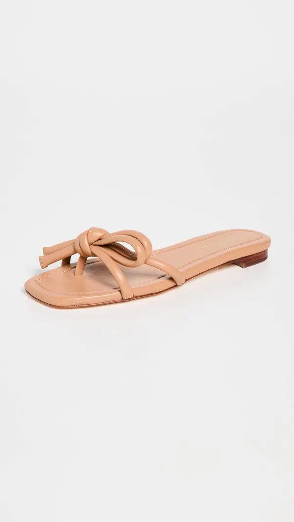 LOEFFLER RANDALL Hadley Leather Bow Flat Sandals - Dune