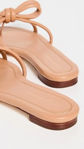 LOEFFLER RANDALL Hadley Leather Bow Flat Sandals - Dune