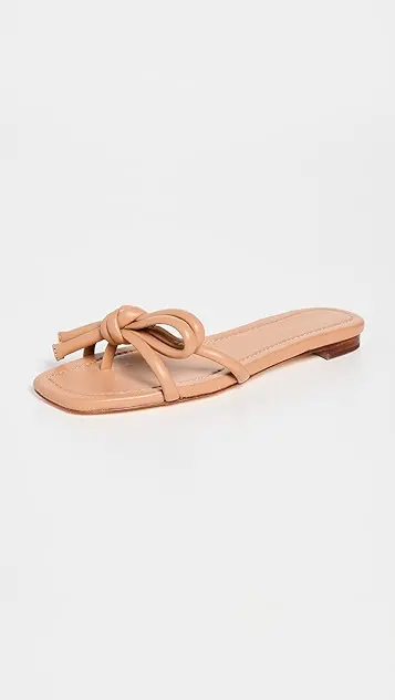 LOEFFLER RANDALL Hadley Leather Bow Flat Sandals - Dune