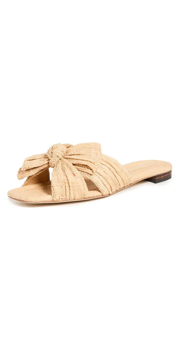 LOEFFLER RANDALL Daphne Pleated Knot Flat Sandals - Natural