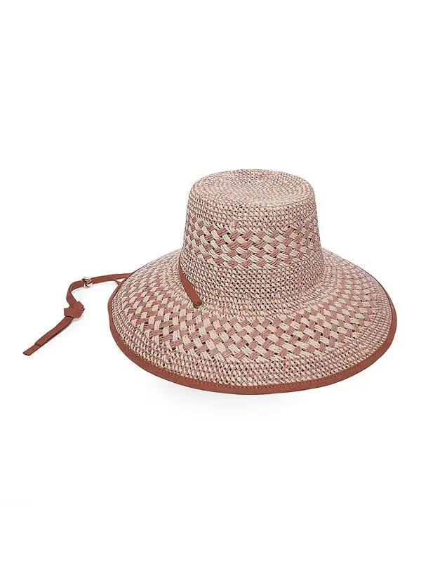 Lele Sadoughi Brielle Check Flat-Top Straw Sunhat In Soft  display picture 3