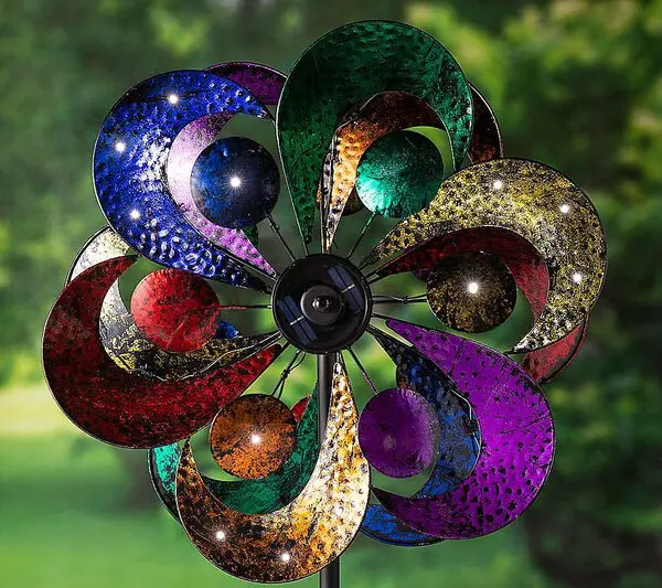 EVERGREEN Oversized Multicolor Solar Lighted Ga La Wind Spinner