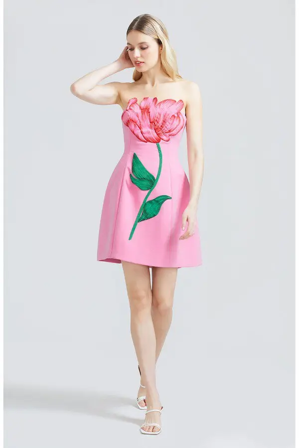 lace top floral bottom dress Faviana Strapless Floral Long Prom Dress 11222 main image 1