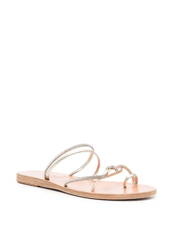 ANCIENT GREEK SANDALS Fantasia Crystal Embellished Flip Flops - Gold