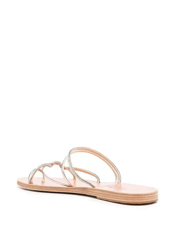 ANCIENT GREEK SANDALS Fantasia Crystal Embellished Flip Flops - Gold