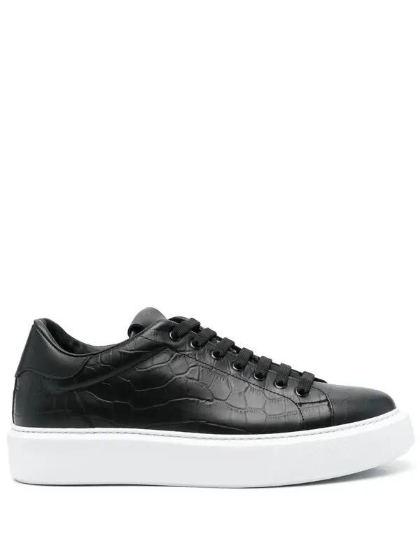 GIULIANO GALIANO Road Crocodile-embossed Sneakers - Black