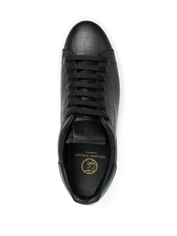 GIULIANO GALIANO Road Crocodile-embossed Sneakers - Black